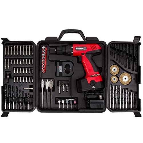 Stalwart - 75-CD91 Cordless Drill Set- 89 Piece Kit, 18-Volt Power Tool with Bits, Sockets, Drivers, Battery Charger with AC Adapter, and Carrying Case by Red