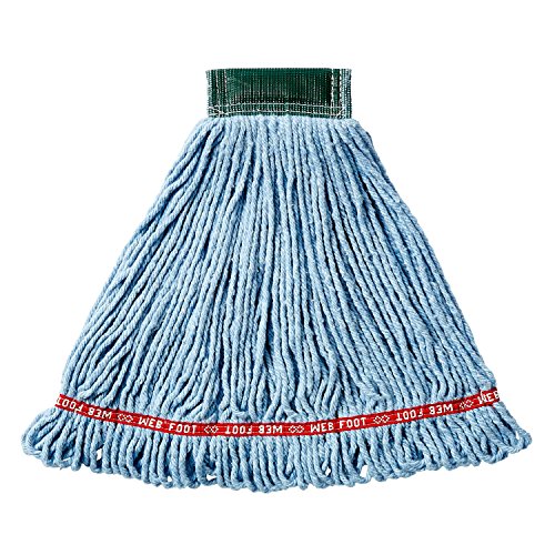 Rubbermaid Commercial Products Web Foot Shrinkless Wet Mop Head Replacement, Medium, Blue, Heavy Duty Industrial Wet Mop For Floor Cleaning Office/School/Stadium/Lobby/Restaurant