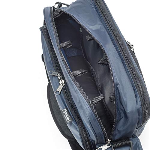 Hopkins Medical Products Original Home Health Shoulder Bag, 70D Waterproof Nylon, Fold-Down Compartment, Adjustable Straps, 14x11x7 inch, Navy Blue