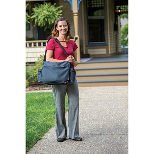 Hopkins Medical Products Original Home Health Shoulder Bag, 70D Waterproof Nylon, Fold-Down Compartment, Adjustable Straps, 14x11x7 inch, Navy Blue