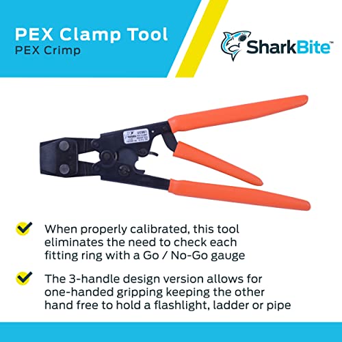 SharkBite PEX Clamp Tool, 3-Handle Tool with Orange Handle, Plumbing Fittings, PEX, PE-RT, UC961