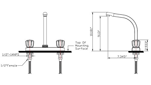 Dura Faucet DF-PK210S-BQ Hi-Rise RV Kitchen Sink Faucet with Smoked Acrylic Knobs (Bisque Parchment)