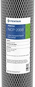 Pentair Pentek NCP-20BB Big Blue Carbon Water Filter, 20-Inch, Whole House Non-Cellulose Carbon Impregnated Pleated Filter Cartridge, 20" x 4.5", 10 Micron