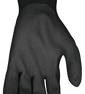 MCR Safety Ninja HPT N9699XL Work Gloves, 15 Gauge Nylon Shell, Hydropellent Technolgy(HPT) Water Repellent Coated Palm & Fingertips, X-Large, black