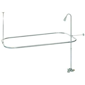 ez-flo 27 x 42 inch bathcock type portable aluminum add on shower unit with shower rod frame, chrome plated, 11123