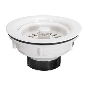 EZ-FLO 30006 Removable Kitchen Sink Basket Strainer Stopper Drain Assembly Kit, Economy White ABS Body, 3-1/2-inch to 4-inch Opening