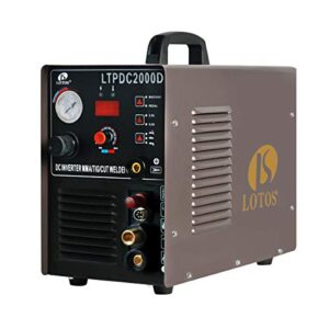 lotos ltpdc2000d non-touch pilot arc plasma cutter tig welder and stick welder 3 in 1 combo welding machine,½ inch clean cut,brown