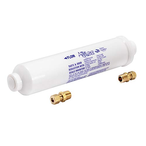 EZ-FLO 10 Inch Line Water Filter, Brass 1/4 Inch MIP x 7/16 Inch Compression Adapters, 1500 Gallon Capacity, 60458N