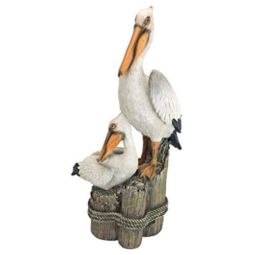 Design Toscano QL56458 Coastal Decor Ocean's Perch Pelicans Garden Bird Statue, 9 Inches Wide, 9 Inches Deep, 24 Inches High, Handcast Polyresin, Full Color Finish