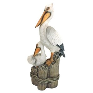 Design Toscano QL56458 Coastal Decor Ocean's Perch Pelicans Garden Bird Statue, 9 Inches Wide, 9 Inches Deep, 24 Inches High, Handcast Polyresin, Full Color Finish