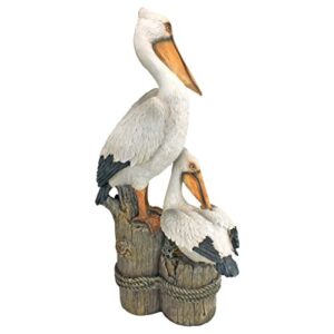 Design Toscano QL56458 Coastal Decor Ocean's Perch Pelicans Garden Bird Statue, 9 Inches Wide, 9 Inches Deep, 24 Inches High, Handcast Polyresin, Full Color Finish