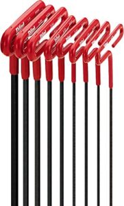 eklind 53198 cushion grip hex t-key allen wrench - 8pc set sae inch sizes 3/32-1/4 (9in shaft)