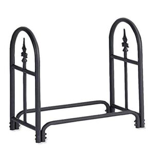 plow & hearth 10117 heavy duty steel outdoor firewood rack with finial design