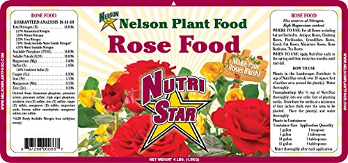 Nelson Plant Food Rose Food for All Types of Roses Climbing Tea Knock Outs Grandiflora with Five Sources of Nitrogen Nutri Star 18-14-10 (2 LB)