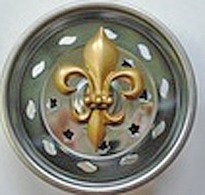 billy-joe kitchen strainer-new stainless steel basket fits standard sinks--enamel gold fleur de lis