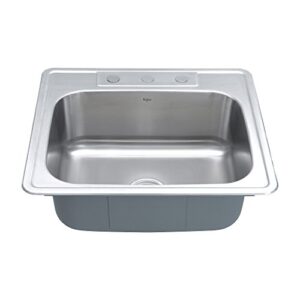 Kraus KTM25 25 inch Topmount Single Bowl 18 gauge Stainless Steel Kitchen Sink