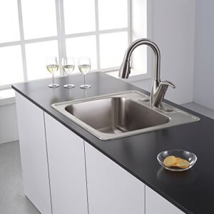 Kraus KTM25 25 inch Topmount Single Bowl 18 gauge Stainless Steel Kitchen Sink