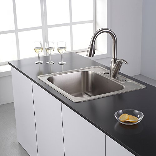 Kraus KTM25 25 inch Topmount Single Bowl 18 gauge Stainless Steel Kitchen Sink