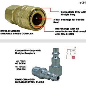 Milton (S-210) 1/4" NPT M-Style Coupler and Plug Kit, (12-Piece)