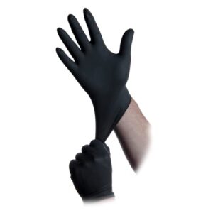 Atlantic Safety Products Black Lightning Exam Gloves, Disposable, Powder-Free Nitrile Gloves, Black, Extra Large, 100-Ct