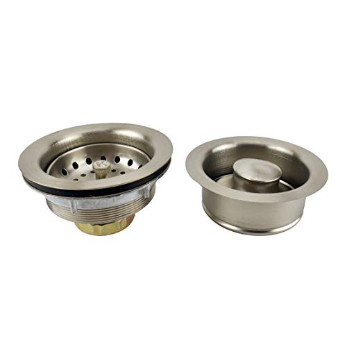 Plumb Pak K5475DSBN Double Bowl Kitchen Sink Strainer and Garbage Disposal Flange Set, Brushed Nickel