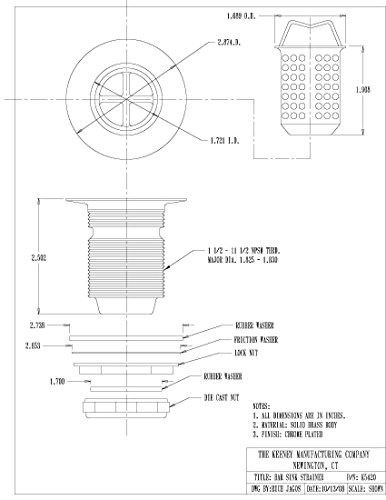 Plumb Pak K5420 Bar Sink Strainer, Polished Chrome