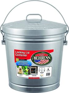 behrens high grade steel 6106 6 gal silver galvanized steel storage can w/locking lid, (fba_6106)