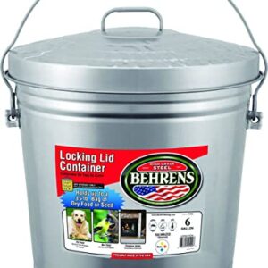 Behrens High Grade Steel 6106 6 Gal Silver Galvanized Steel Storage Can W/Locking Lid, (FBA_6106)