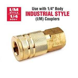 Primefit IP1414FS-B25-P (25 Pack) Industrial Style Air Quick Connect Plugs/Nipples 1/4" x 1/4" Female NPT