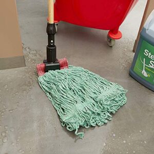 Rubbermaid Commercial Products Super Stitch Blend Mop Head Replacement, 5-Inch Headband, Large, Green, Heavy Duty Industrial Wet Mop For Floor Cleaning Office/School/Stadium/Lobby/Restaurant