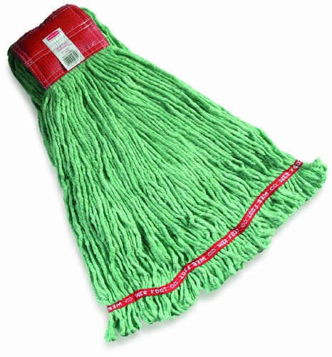 Rubbermaid Commercial Products Wet Mop Head Replacement, Large, Green, Foot Shrinkless, Heavy Duty Industrial Wet Mop For Floor Cleaning Office/School/Stadium/Lobby/Restaurant