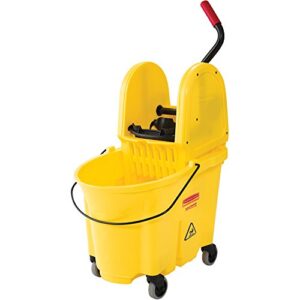 rubbermaid commercial products wavebrake 2.0 35 qt down-press mop bucket with wringer set, yellow