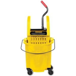 Rubbermaid Commercial Products WaveBrake 2.0 35 QT Down-Press Mop Bucket with Wringer Set, Yellow