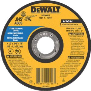 dewalt dw8062s cfree thin cutoff wheel, 4-1/2-inch x .045 x 7/8-inch