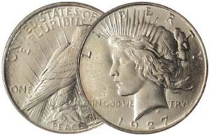 high-grade 1927-d peace dollar - scarce!