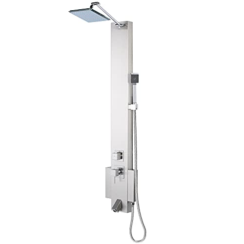 Blue Ocean 48 inch Stainless Steel SPS822 Shower Panel Tower with Rainfall Shower Head and Spout