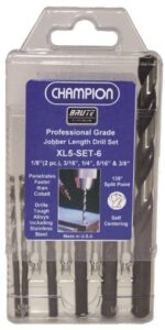 champion cutting tool xl5-set-6 brute platinum jobber length twist drill set, 6-piece