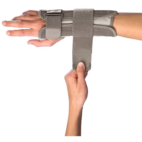 Mueller Sports Medicine Reversible Wrist Stabilizer with Splint for Men and Women - Compression Wrist Support for Carpal Tunnel, Arthritis, Tendinitis Relief, Taupe, Large/X-Large