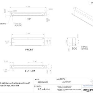 BUD Industries CH-14400 Aluminum Small Rack Mount Chassis 19" L x 4.12" W x 1.75" H, Natural