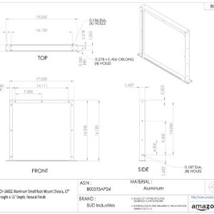 BUD Industries CH-14402 Aluminum Small Rack Mount Chassis 19" L x 16.12" W x 1.75" H, Natural