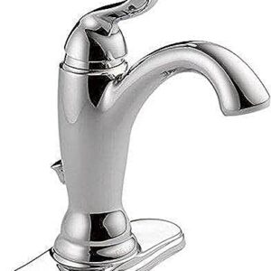 Delta Faucet Linden Single Hole Bathroom Faucet, Single Handle Bathroom Faucet Chrome, Bathroom Sink Faucet, Diamond Seal Technology, Drain Assembly, Chrome 594-MPU-DST