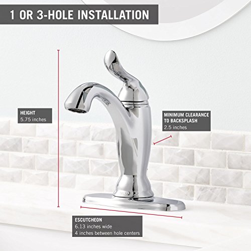 Delta Faucet Linden Single Hole Bathroom Faucet, Single Handle Bathroom Faucet Chrome, Bathroom Sink Faucet, Diamond Seal Technology, Drain Assembly, Chrome 594-MPU-DST