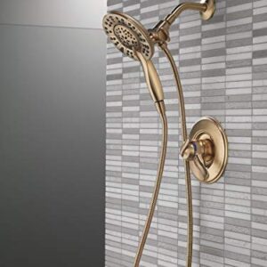 Delta Faucet Linden 17 Series Dual-Function Shower Faucet, Shower Trim Kit with 4-Spray In2ition 2-in-1 Dual Hand Held Shower Head with Hose, Champagne Bronze T17294-CZ-I (Valve Not Included)