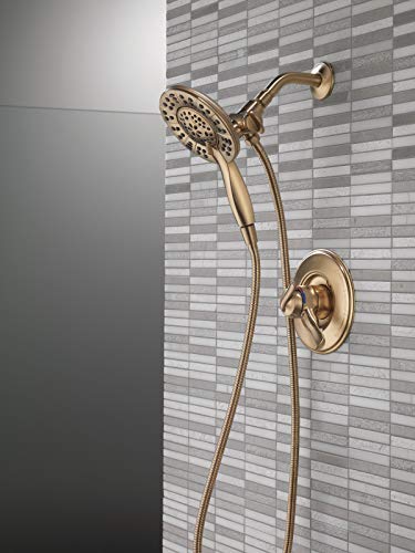 Delta Faucet Linden 17 Series Dual-Function Shower Faucet, Shower Trim Kit with 4-Spray In2ition 2-in-1 Dual Hand Held Shower Head with Hose, Champagne Bronze T17294-CZ-I (Valve Not Included)