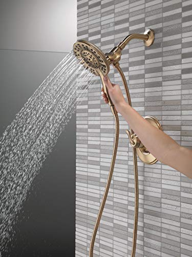 Delta Faucet Linden 17 Series Dual-Function Shower Faucet, Shower Trim Kit with 4-Spray In2ition 2-in-1 Dual Hand Held Shower Head with Hose, Champagne Bronze T17294-CZ-I (Valve Not Included)