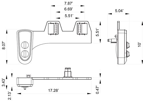 Bio Bidet ELITE 3 Bidet attachment, 17 1/4x8, White