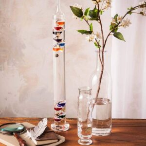 Galileo Glass Thermometer | 20-Inches Tall | Law of Physics | Indoor Room Temperature for Home House Office Desk Counter Tabletop | Holiday Gift Present