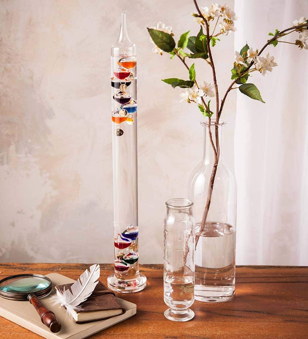 Galileo Glass Thermometer | 20-Inches Tall | Law of Physics | Indoor Room Temperature for Home House Office Desk Counter Tabletop | Holiday Gift Present