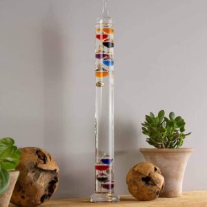 Galileo Glass Thermometer | 20-Inches Tall | Law of Physics | Indoor Room Temperature for Home House Office Desk Counter Tabletop | Holiday Gift Present