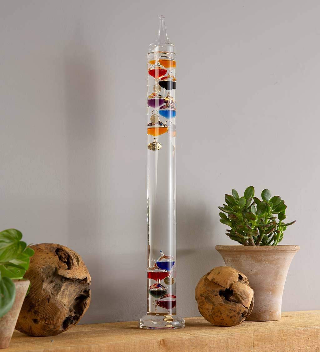 Galileo Glass Thermometer | 20-Inches Tall | Law of Physics | Indoor Room Temperature for Home House Office Desk Counter Tabletop | Holiday Gift Present